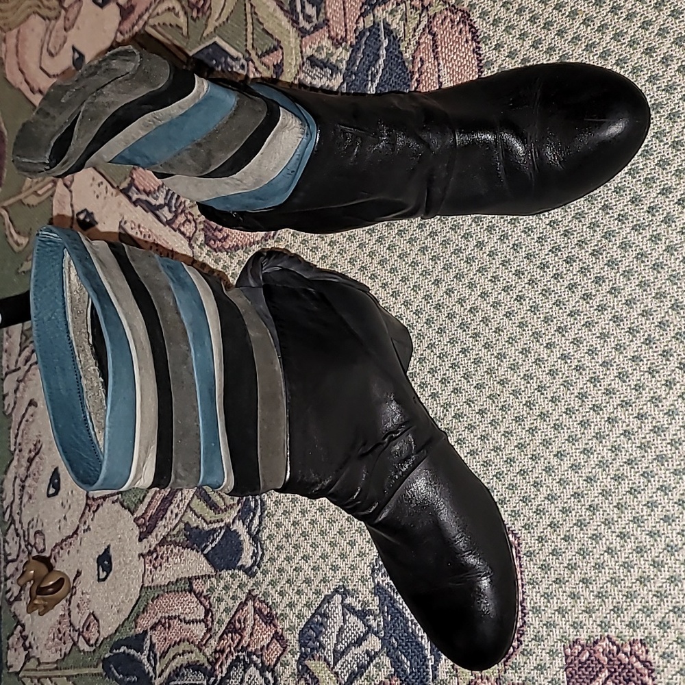 Camper Leather Boots Colorblock Suede Blue Black Gray… - Gem
